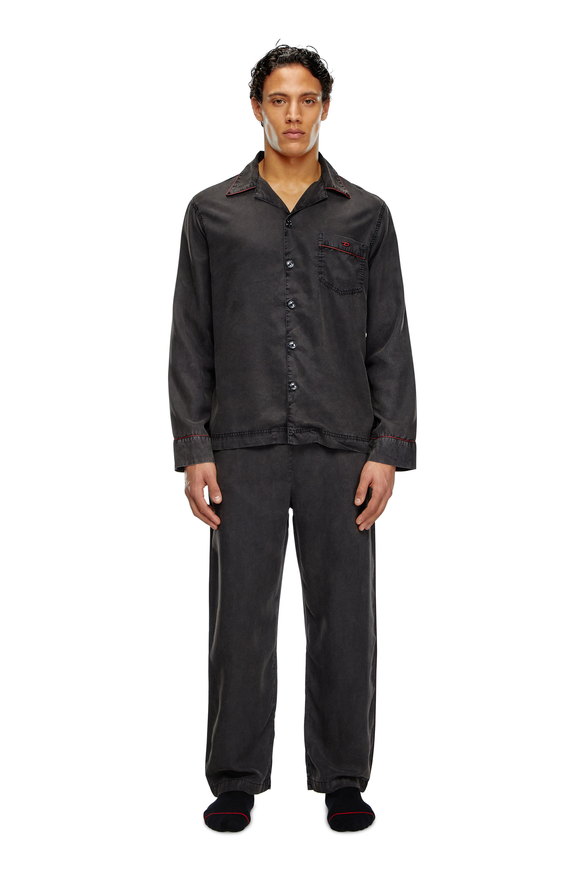 Men's Long pyjamas with contrast piping | Black | Diesel